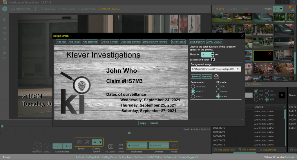 Main | Investigation Video Editor